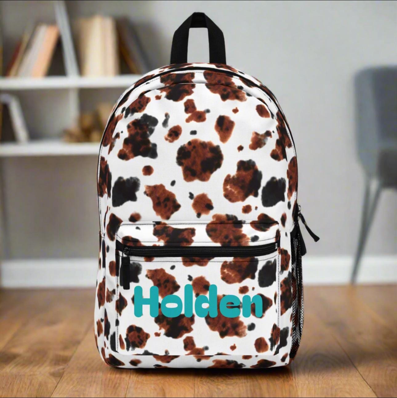 Personalized Cow Print Backpack: Western Style Kids School Bag